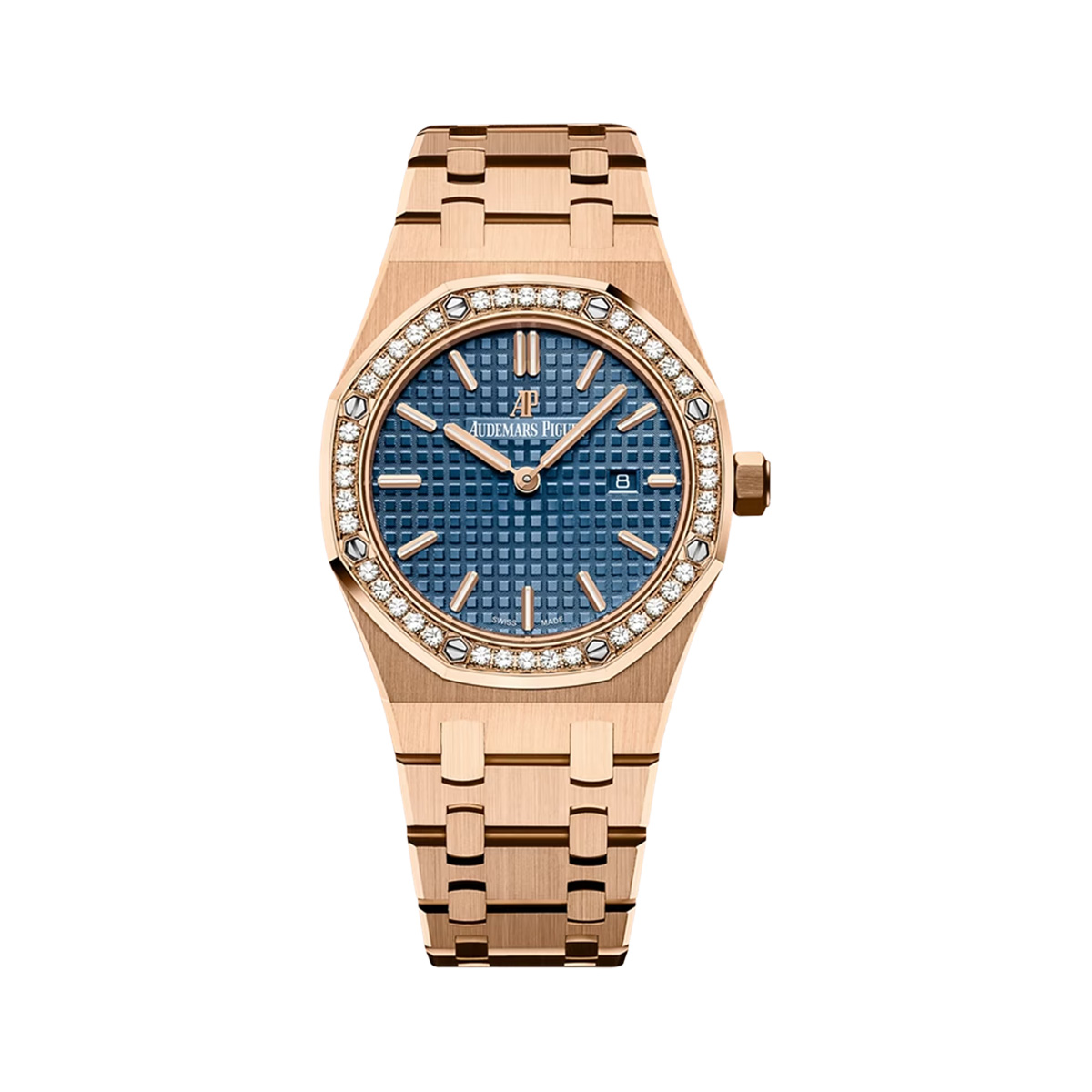 Buy Audemars Piguet | Royal Oak 33mm Quartz Blue Dial Rose Gold Diamond ...